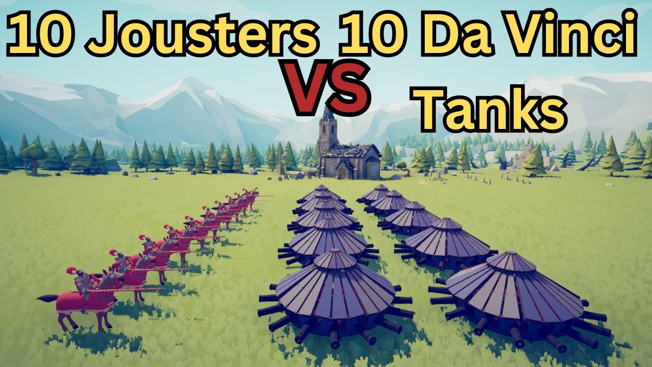 10 Jousters Versus 10 Da Vinci Tanks || Totally Accurate Battle ...