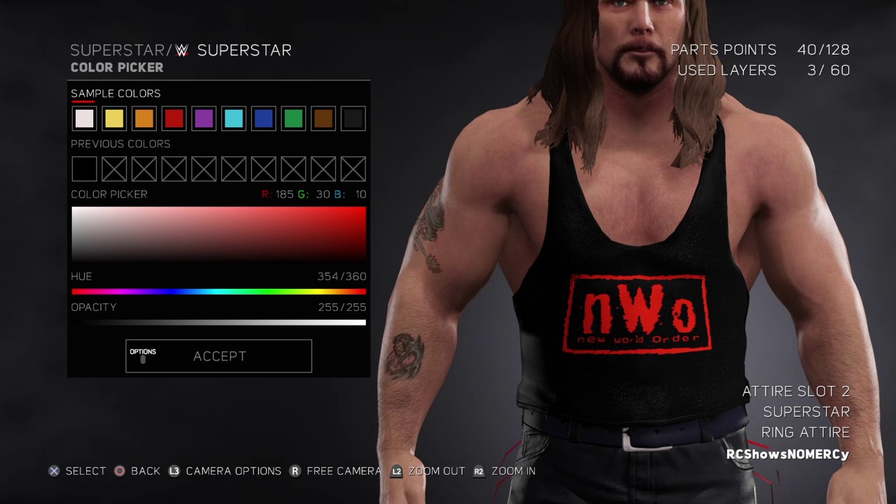 WWE 2K17 Kevin Nash Red/Black NWO Attire - YouTube