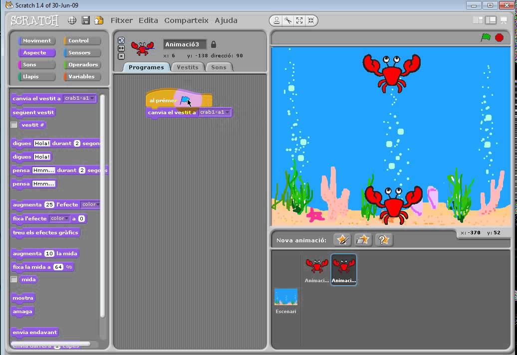 Tutorial amb scratch 1.4 per fer joc de relacionar objectes - YouTube