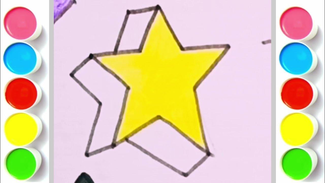 How to draw A Star Shape Drawing tutorial for kids and toddlers drawing ...