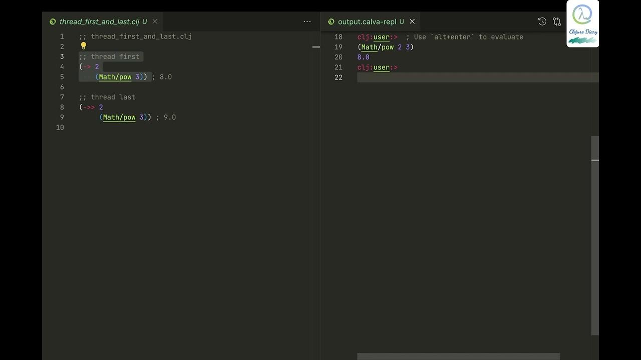 Thread first and thread last in Clojure - YouTube