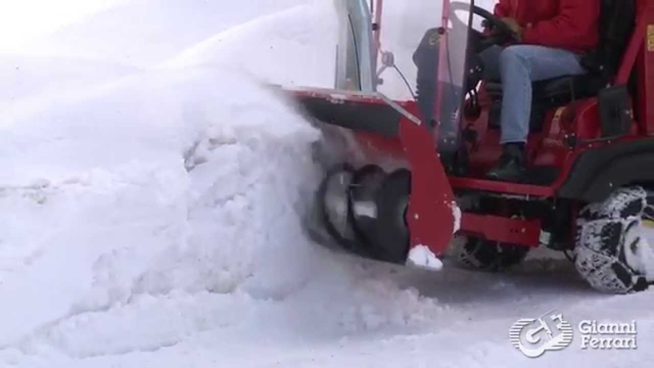 Gianni Ferrari GT doing snow removal with snow thrower - YouTube