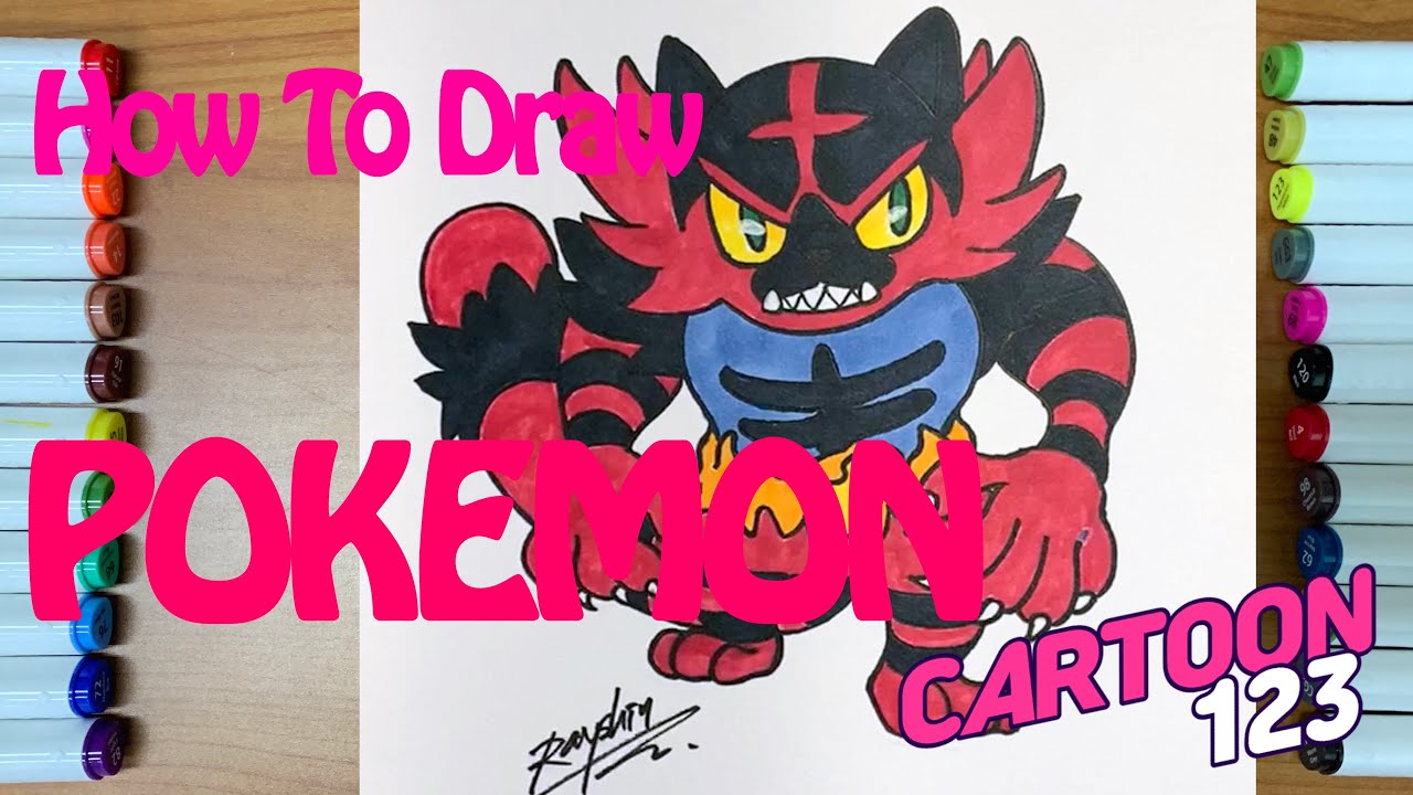 How To Draw and color POKEMON l Incineroar - YouTube