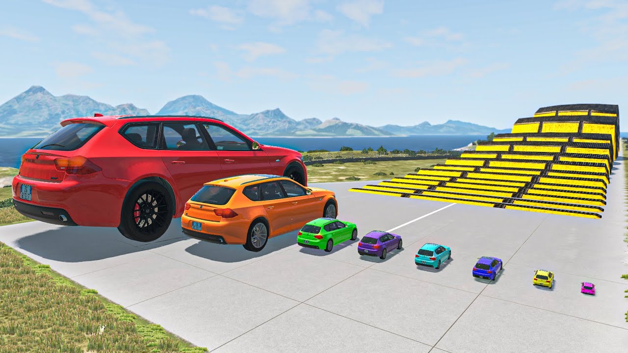 Big & Small Cars vs Growing Speed Bumps - BeamNG.Drive #2 - YouTube