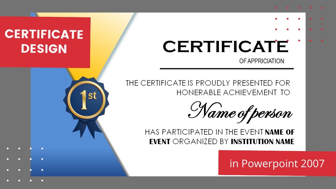 💥Certificate design in PowerPoint 2007 - Formal Certificate Design💥 ...