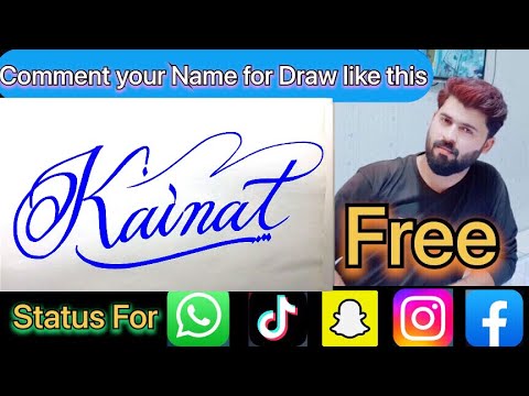 Kainat Name Signature Calligraphy Status | How to Cursive write with ...