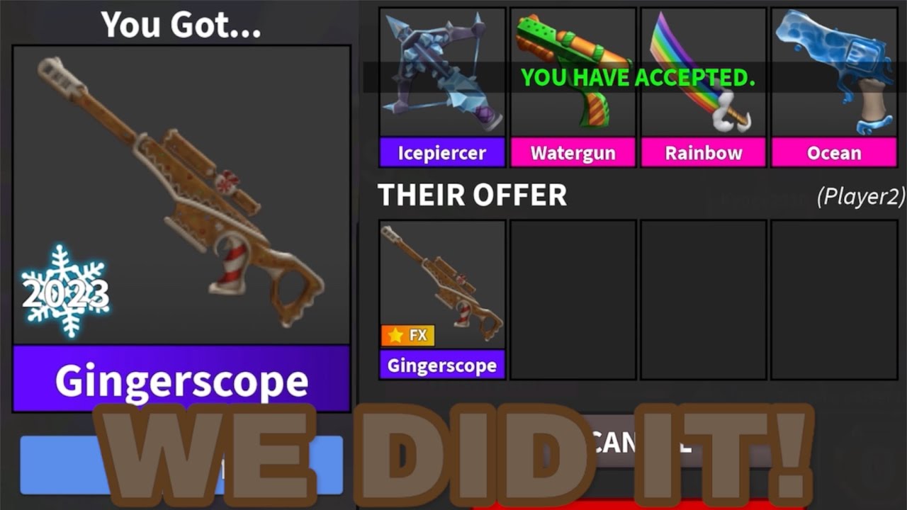 ROBLOX MM2 (Murder Mystery 2) I GOT GINGERSCOPE!! (Trust trade) - YouTube