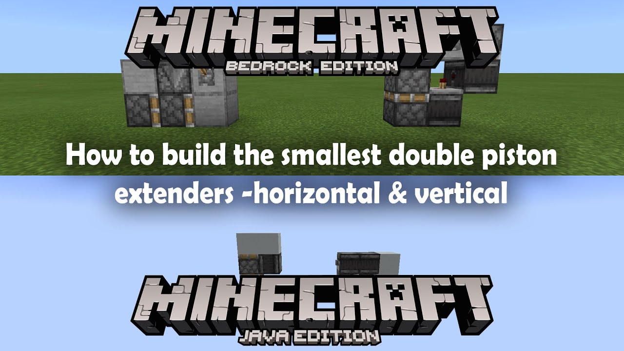 smallest double piston extenders in both versions of Minecraft *Tutorial* - YouTube