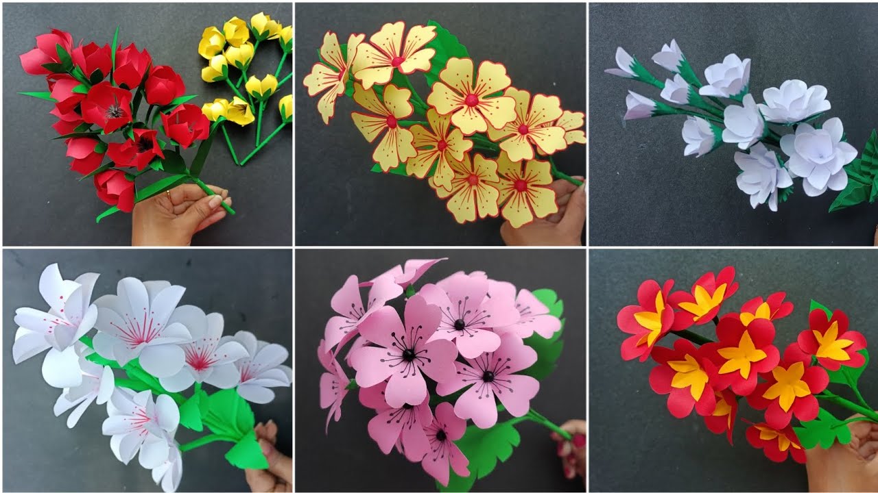 6 Beautiful Paper Flowers | Paper Flower | Craft ideas | DIY - YouTube