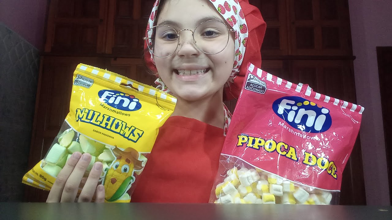 provando marshmallow formato de milho sabor pamonha formato de pipoca ...