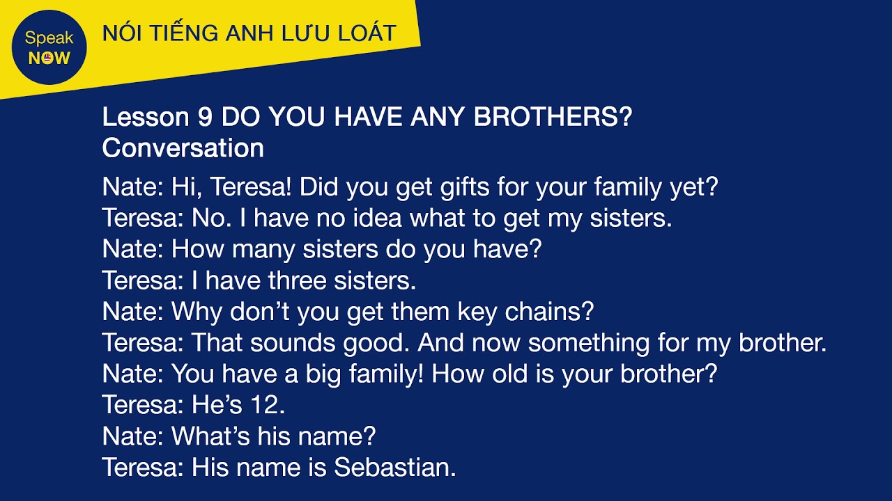 Lesson 9 DO YOU HAVE ANY BROTHERS? Conversation - YouTube
