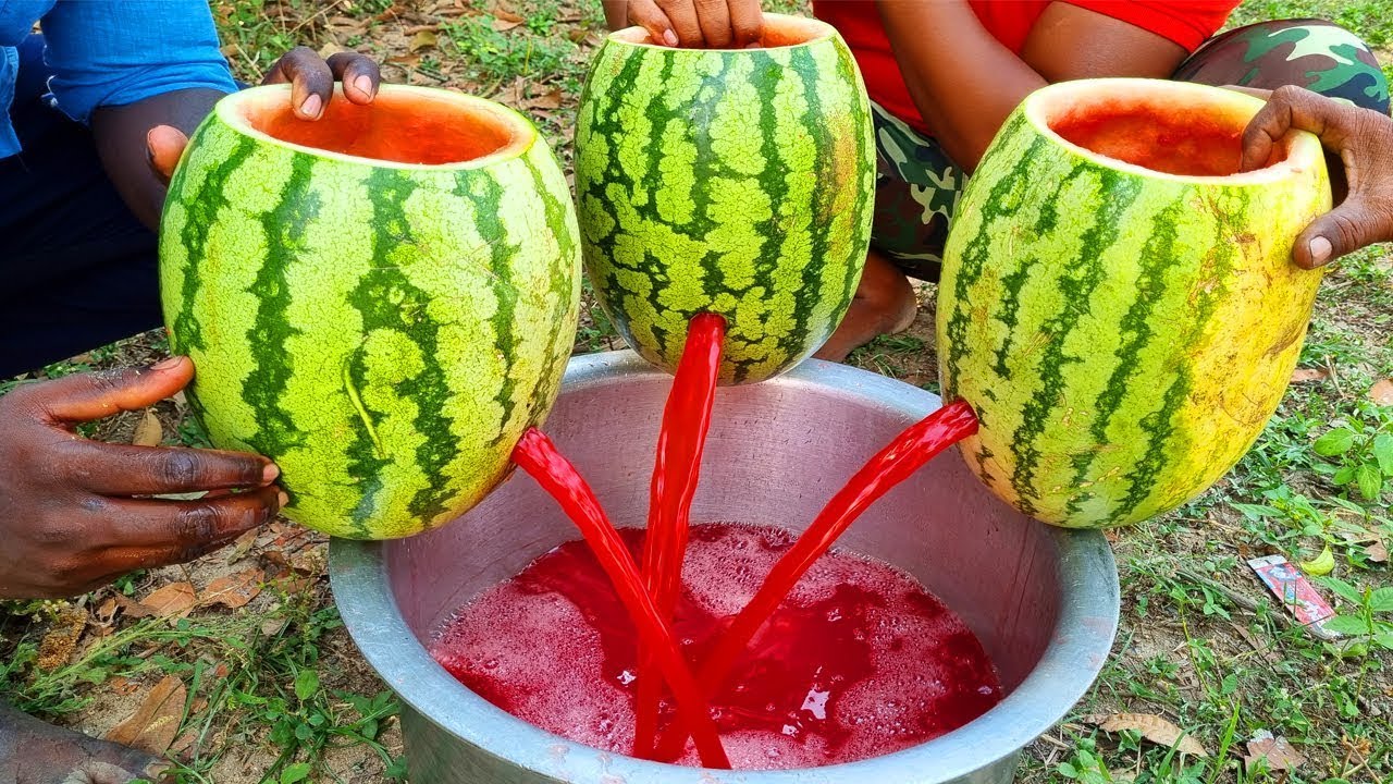 Watermelon Chicken | chicken cooked in Watermelon Fruits - YouTube