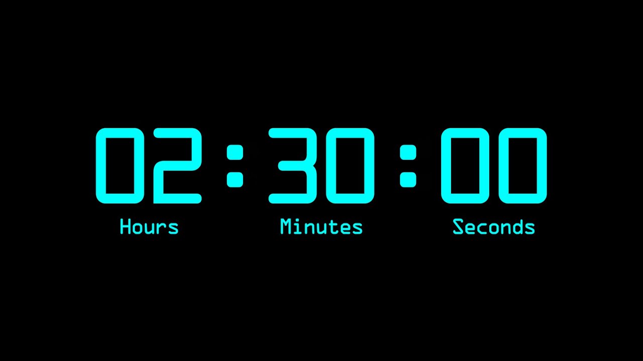 2 Hours and 30 Minutes Countdown Timer with Alarm & Time Markers ...