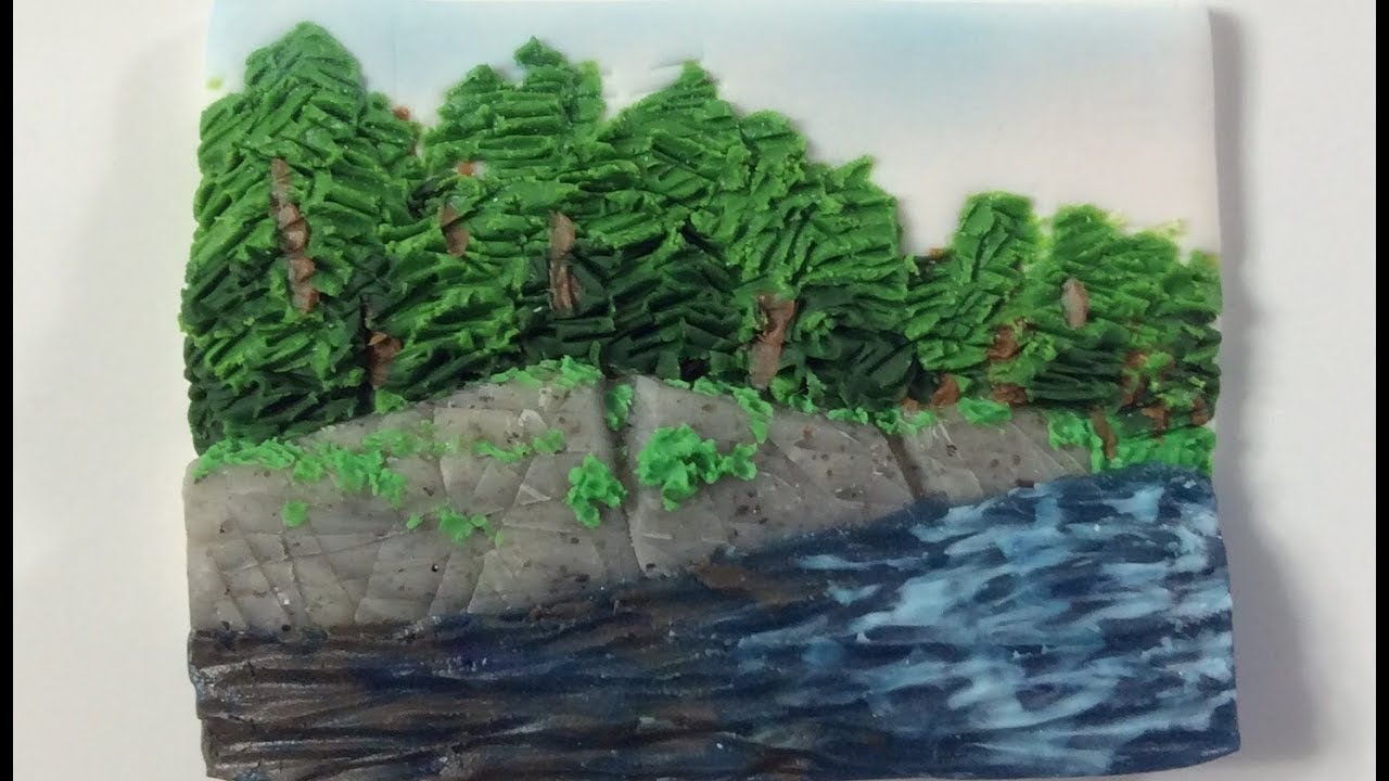 Polymer clay landscape boundary waters - YouTube