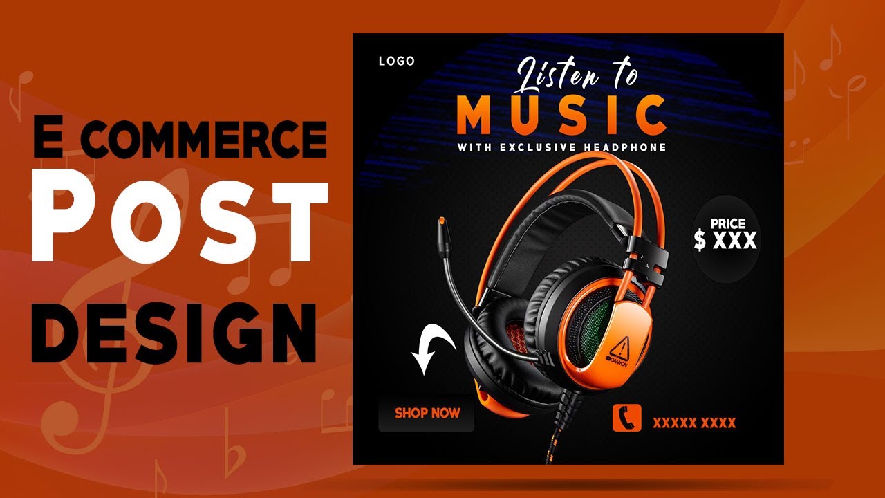 How to design social media post in adobe photoshop headphone social ...