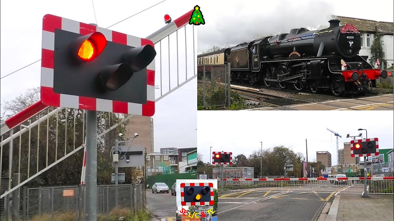 Two freights and a Festive steam express at Bollo Lane (Kew Line) Level ...