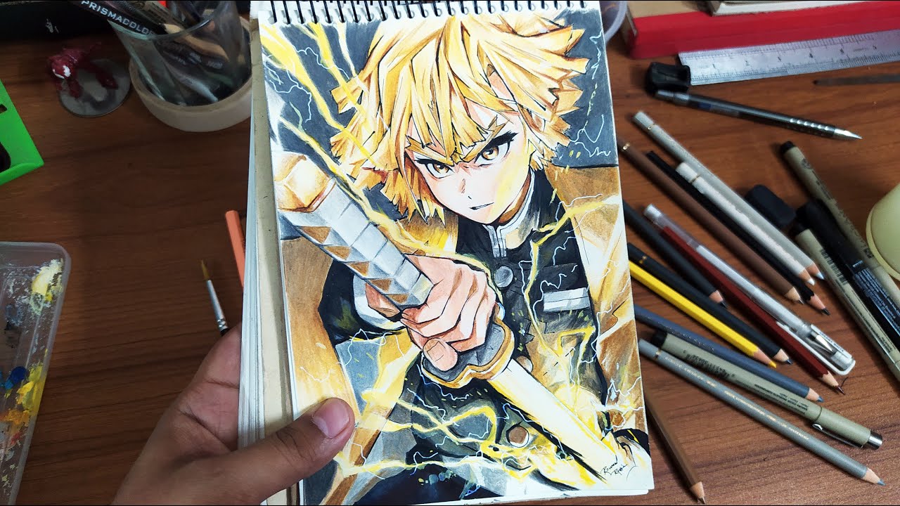 Drawing ZENITSU Agatsuma | Demon Slayer | Pencil Glue - YouTube