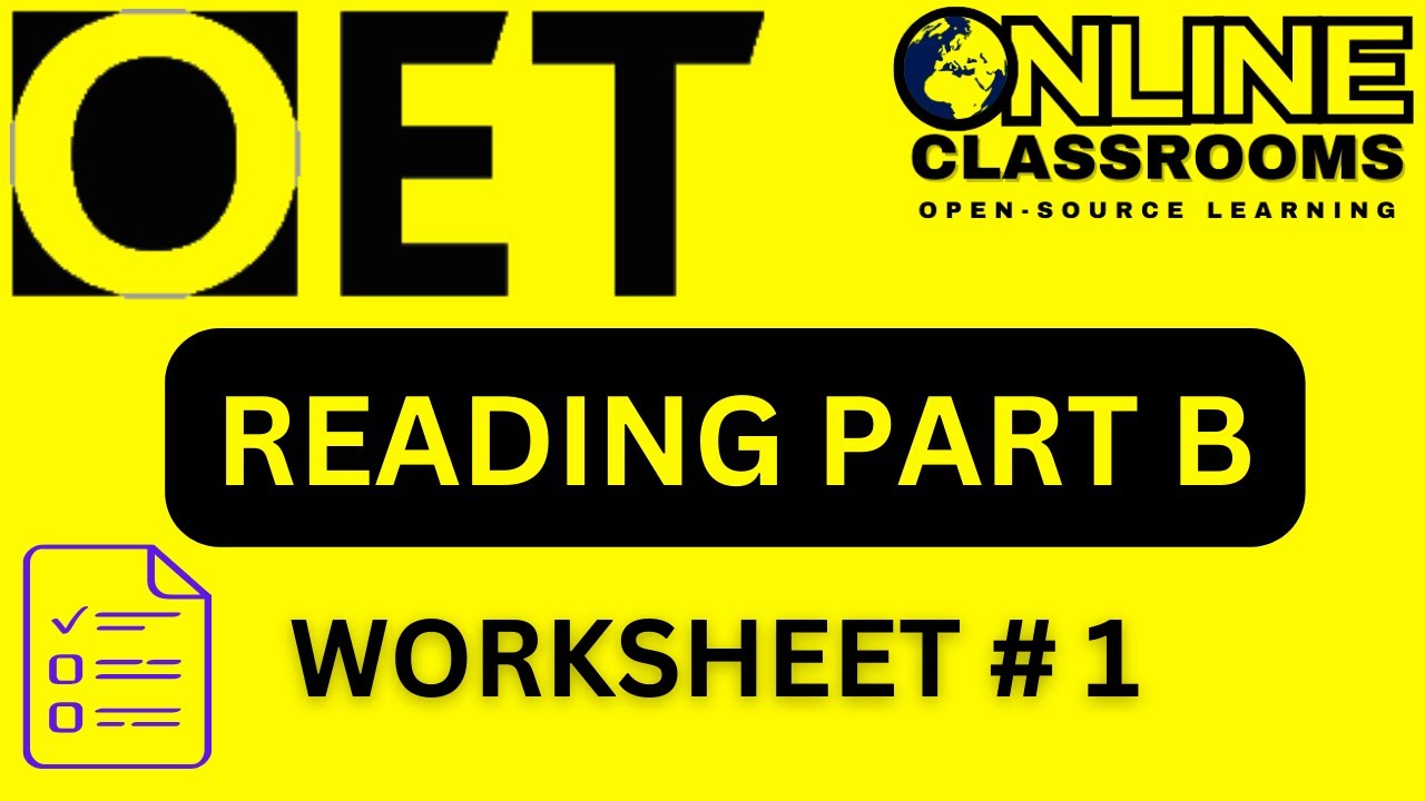 Oet reading part B worksheet OET 2.0 Online Classroom - YouTube