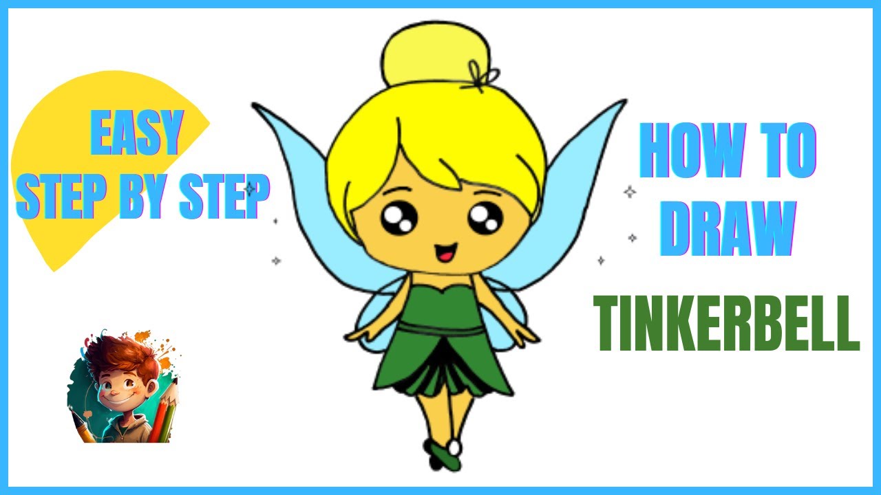 How to draw Tinkerbell cartoon easy step by step - YouTube
