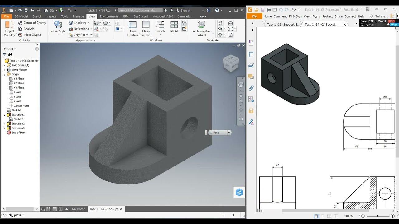 Menggambar 3D CS Socket | Draw 3D Model CS Socket in Autodesk Inventor - YouTube