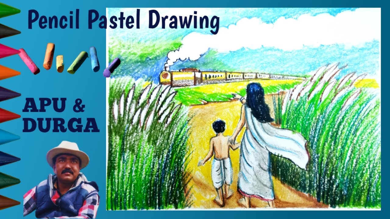 Pencil Pastel Drawing Apu and Durga | Apu Durga Pastel Color Drawing ...