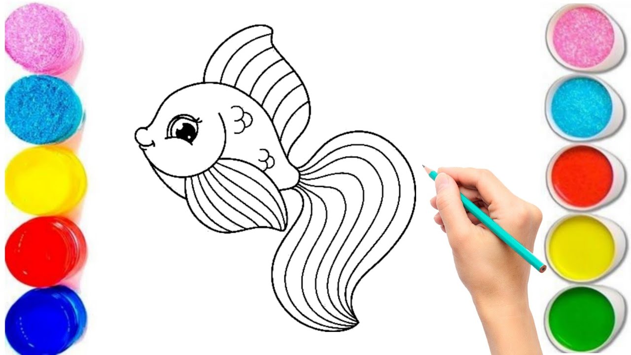 Drawing Fish for Kids and Toddlers | Steps by step Tutorials | Coloring ...