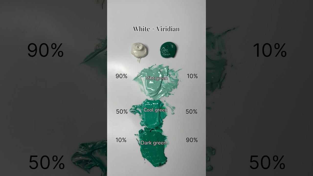 White VS Viridian….. Color mixing #shortvideo #colormixing #satisfying ...