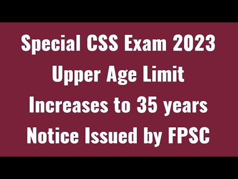 Age Limit Increased to 35 years for Special CSS Exam 2023 I Notice Issued by FPSC - YouTube