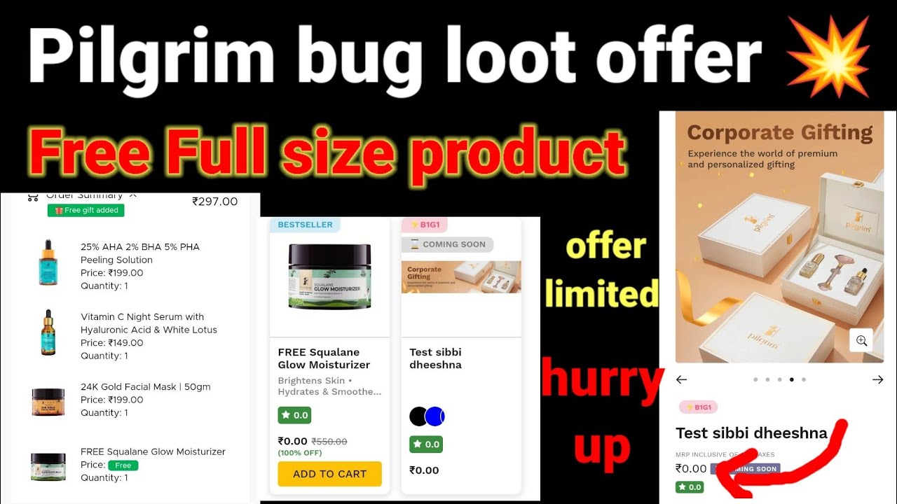 Pilgrim biggest bug loot offer 💥 | free full size glow moisturizer ...