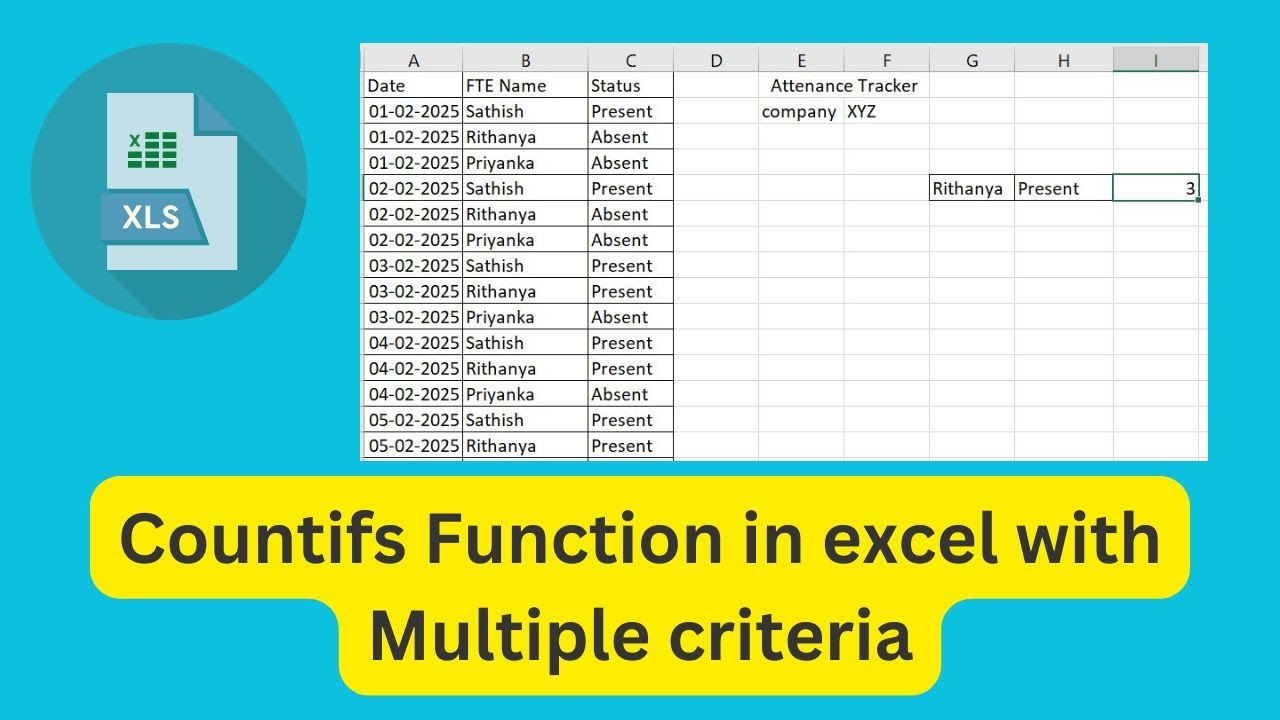 Countifs Function formula in excel with multiple conditions with the ...