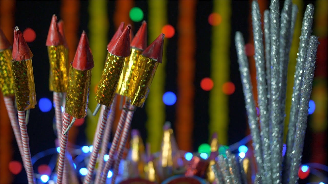 Closeup shot of different colorful firecrackers on the festiva ...