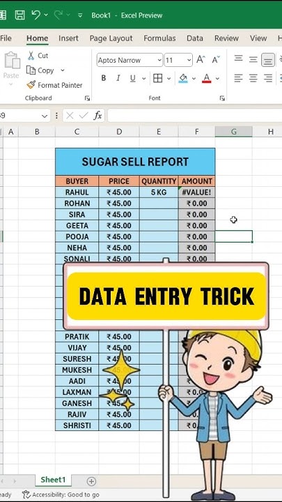 Data Entry Trick Pt 2 Excel Ytshorts Exceltips Excelformula Exceltricks Exceltutorial