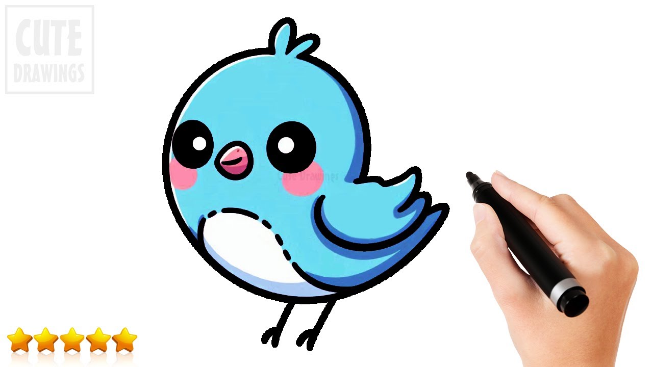 How to Draw a Cute Bird 💙 Easy Tutorial - YouTube