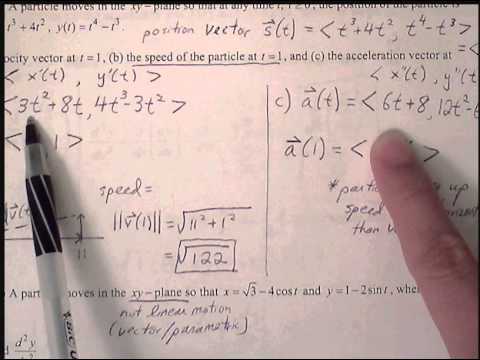 BC Calculus 10.3a Particle Motion (2 of 2) - YouTube
