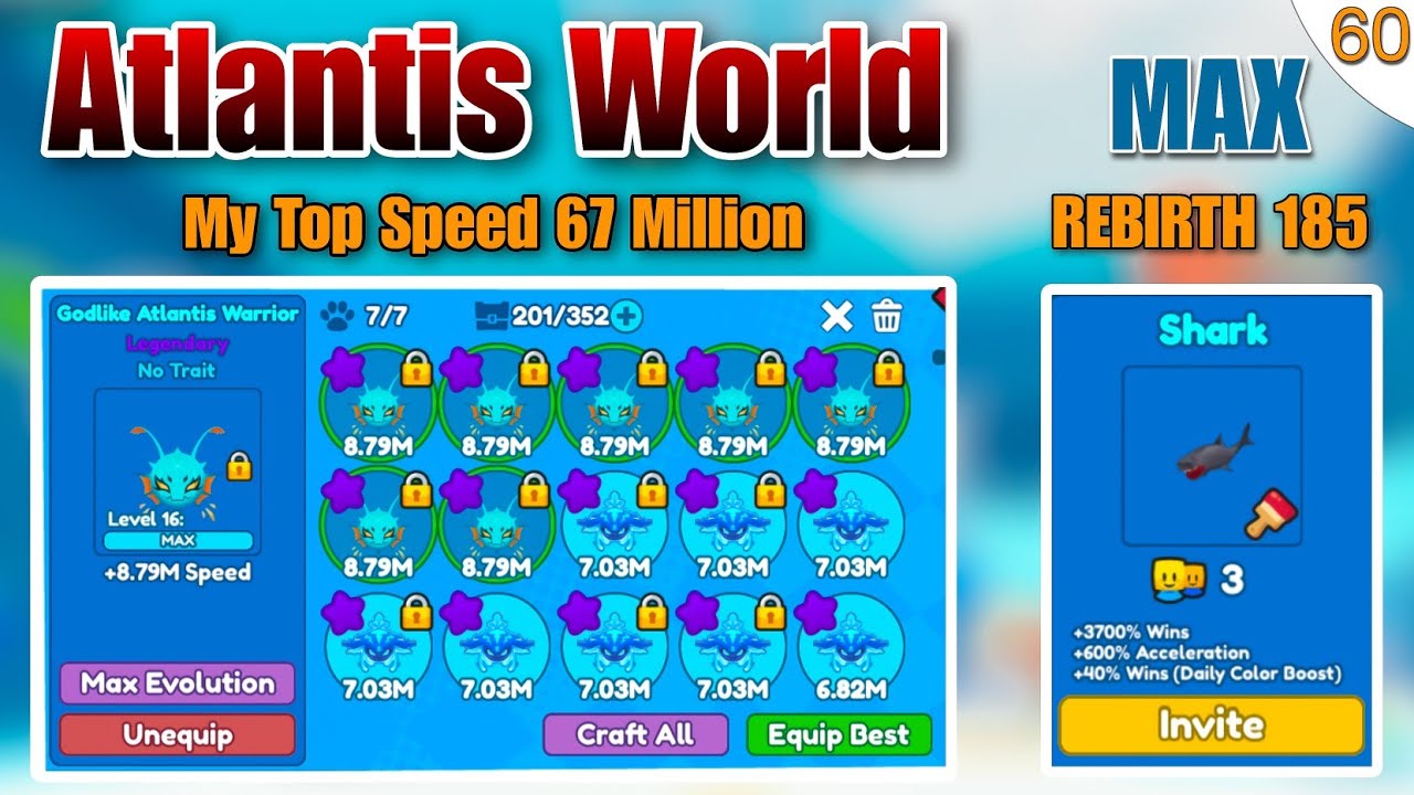 Atlantis World | HIGH SPEED : 67 M | Shark CAR - Rabirth 185 & Race ...