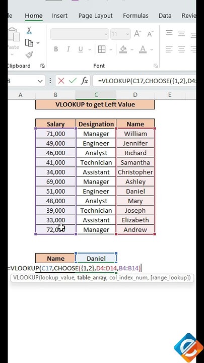 Excel VLOOKUP & CHOOSE: Efficiently Lookup Data on the Left Side of Your Dataset! 🎯🔍 - YouTube
