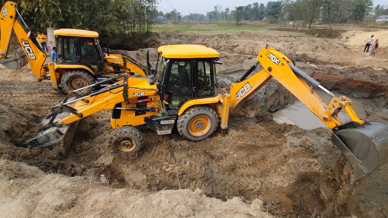 JCB Backhoe Machine Working For Bridge Foundation Construction - JCB ...