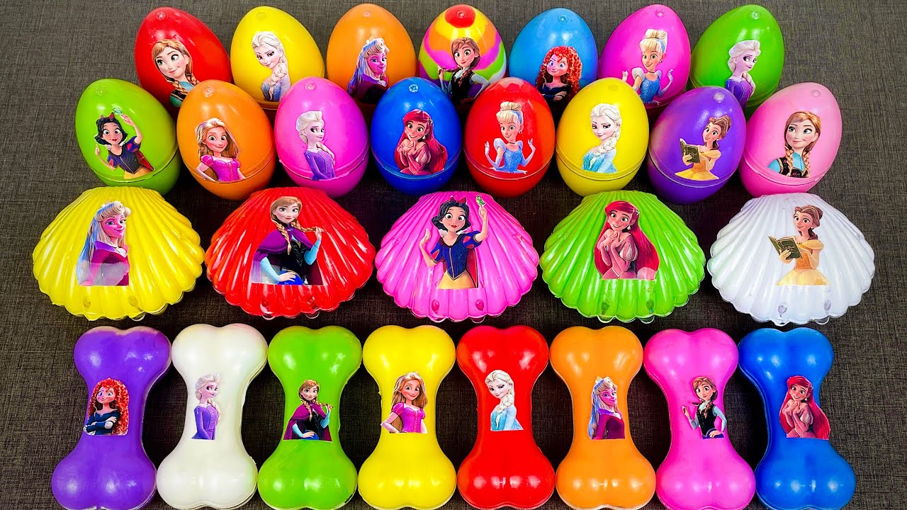 Rainbow Eggs Slime: Looking for 👑 Disney Princesses With Clay ...