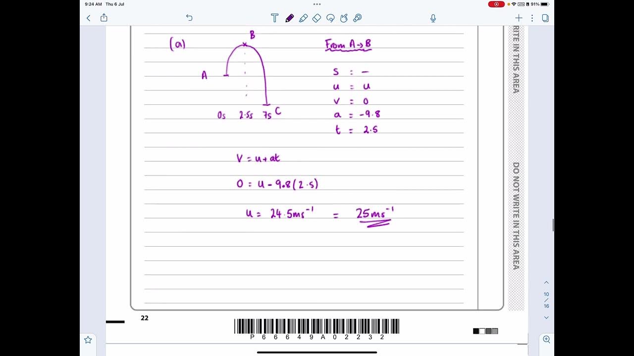 IAL Edexcel Oct 2021 M1, Q6, Kinematics, Gravity, Constant Acceleration, suvat, Mechanics, WME01 ...
