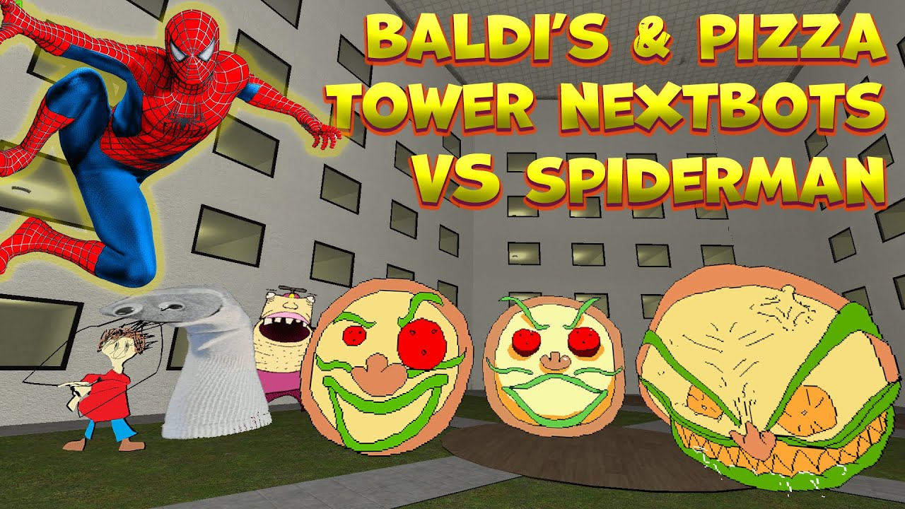 baldi’s & pizza tower nextbots VS spiderman in liminal hotel - YouTube