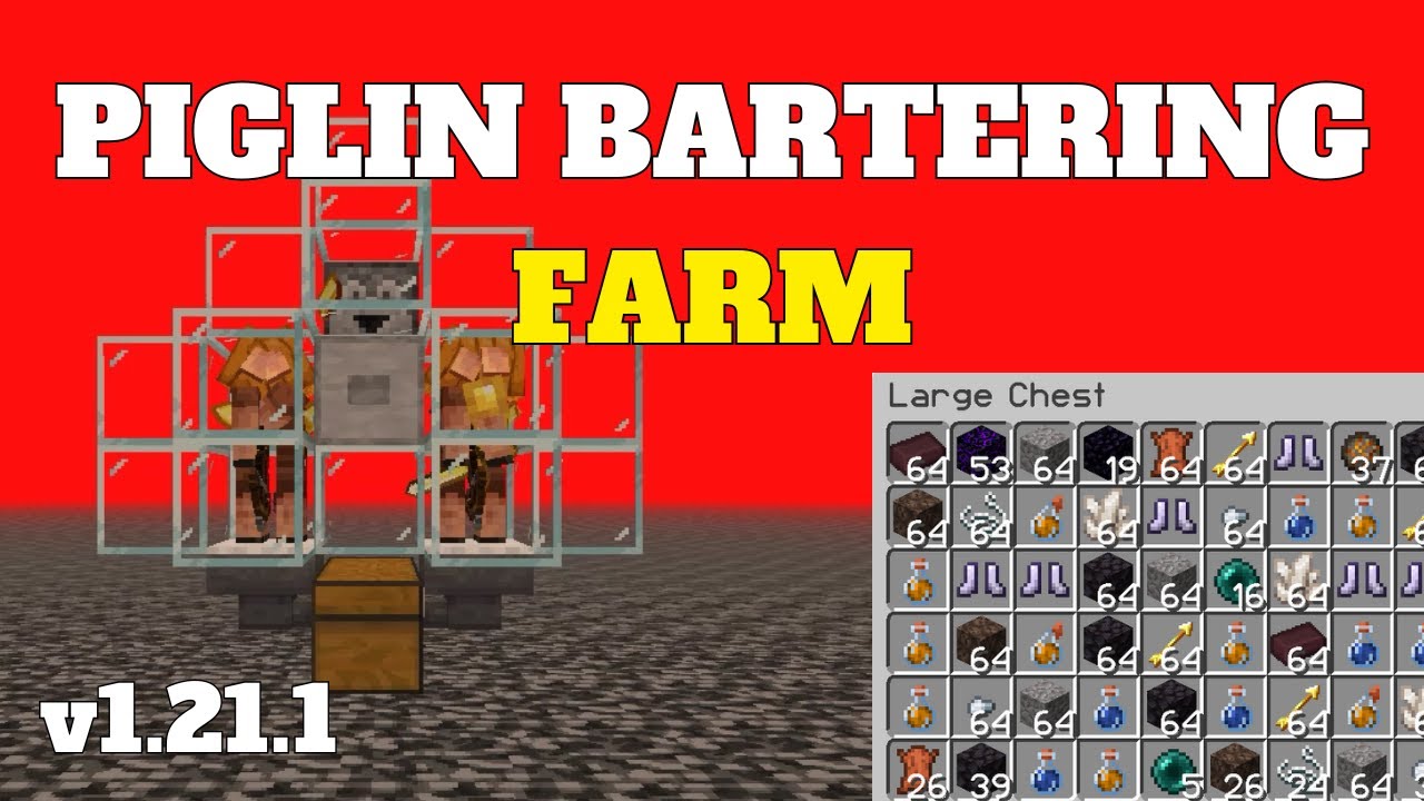 Minecraft Piglin Bartering Trading Farm in Minecraft 1.21.1 - YouTube