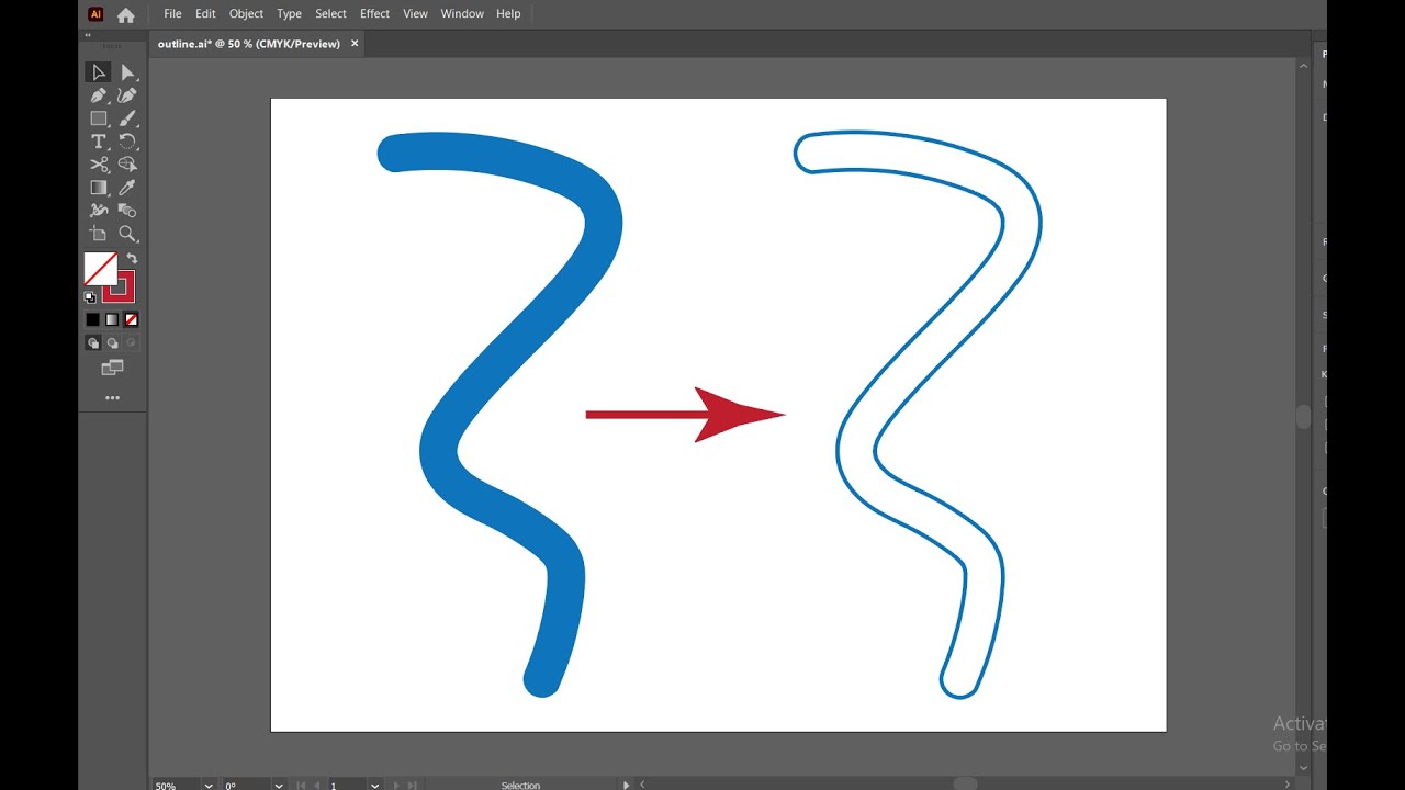 turn the paintbrush tool path into the object and create the outline in ...