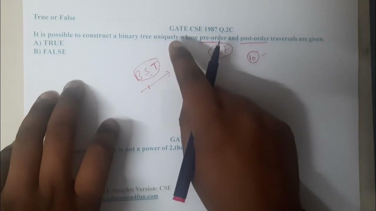 GATE CSE 1987 Q 2 C || Trees ||Data Structure || GATE Insights Version ...