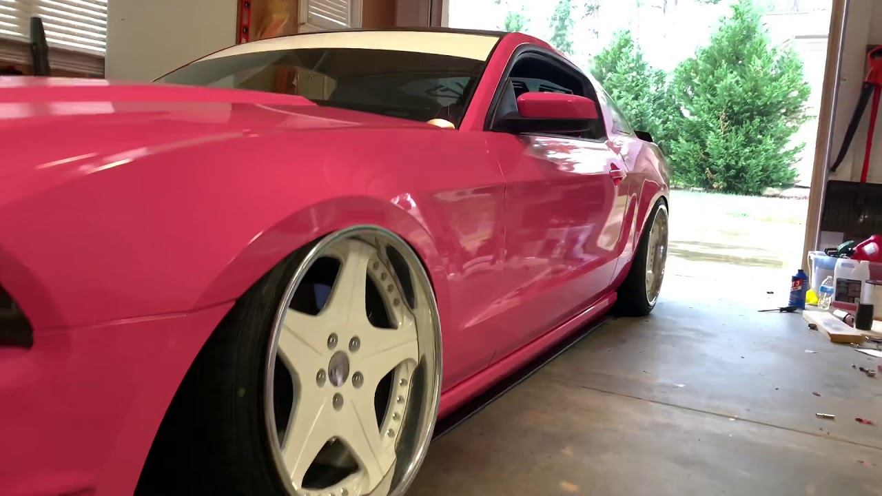 Stanced pink mustang - YouTube