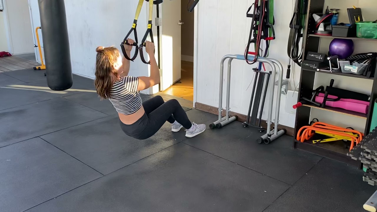 TRX seated pull ups - YouTube