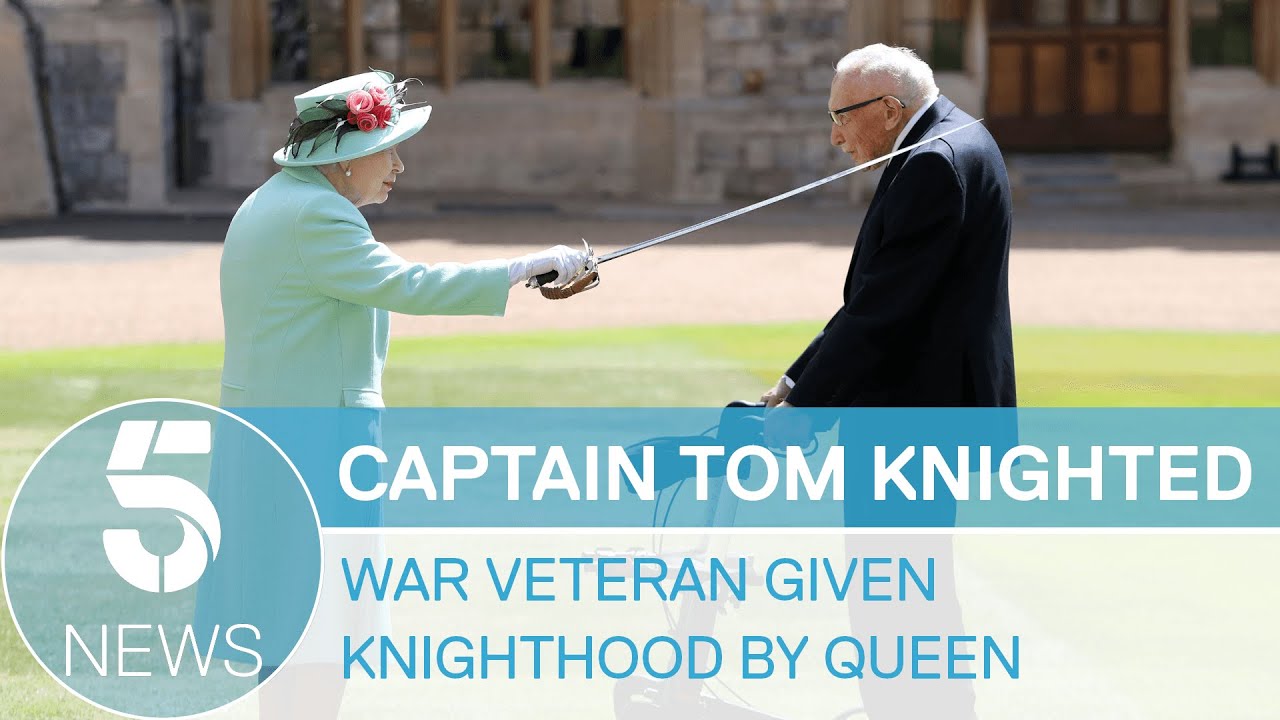 Captain Tom Moore knighted by the Queen | 5 News - YouTube