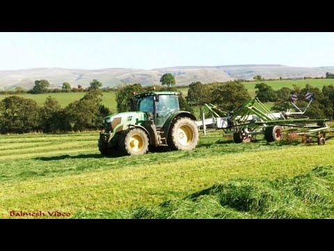 Rowing up for Silage with John Deere 6150R and Claas MEGA RAKE 4000 ...