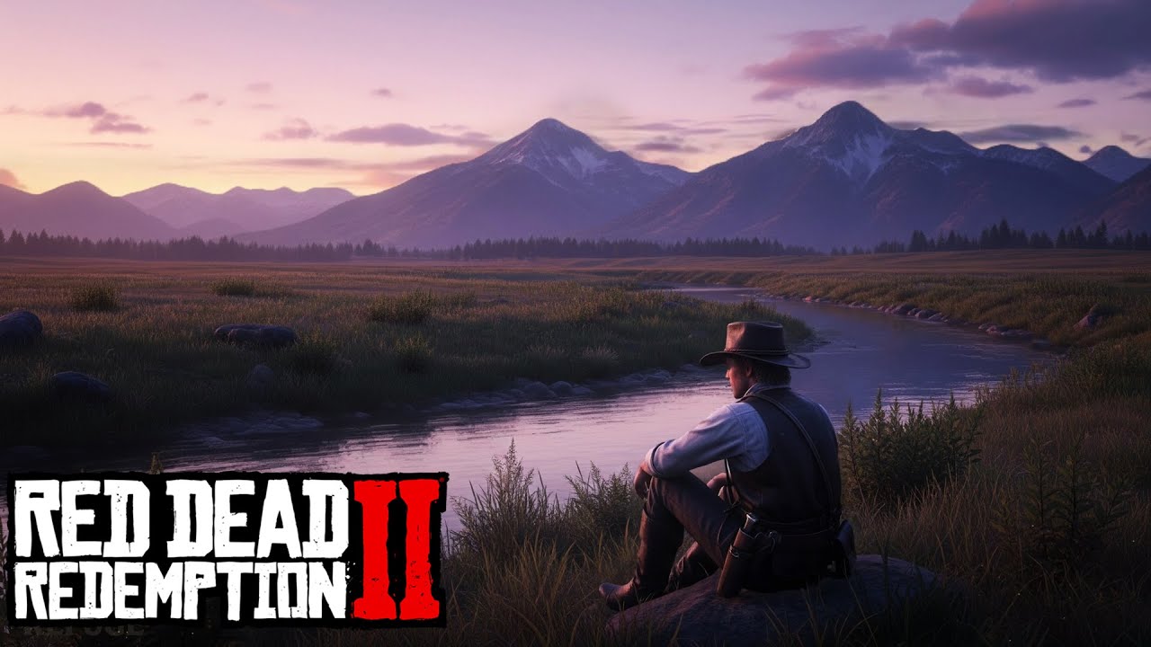 Relaxing RDR2 Ambience | River, Sunset & Mountains - YouTube