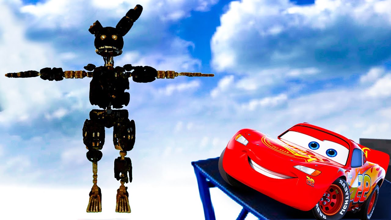 Cars VS Giant IGNITED SPRINGTRAP | Teardown | - YouTube