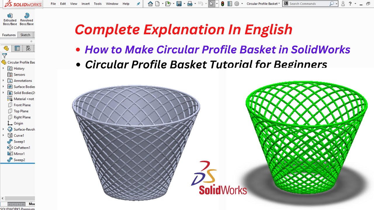 How to Make Circular Profile Basket in SolidWorks | Circular Profile ...